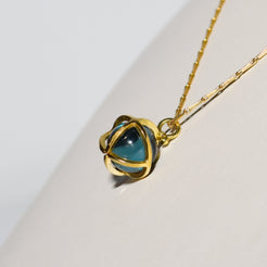 18 Carat Gold London Blue Topaz Sphere Necklace - Drop of The Ocean ...