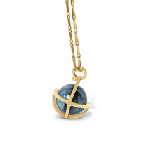 18ct Gold London Blue Topaz Sphere Necklace – Drop of the Ocean ...