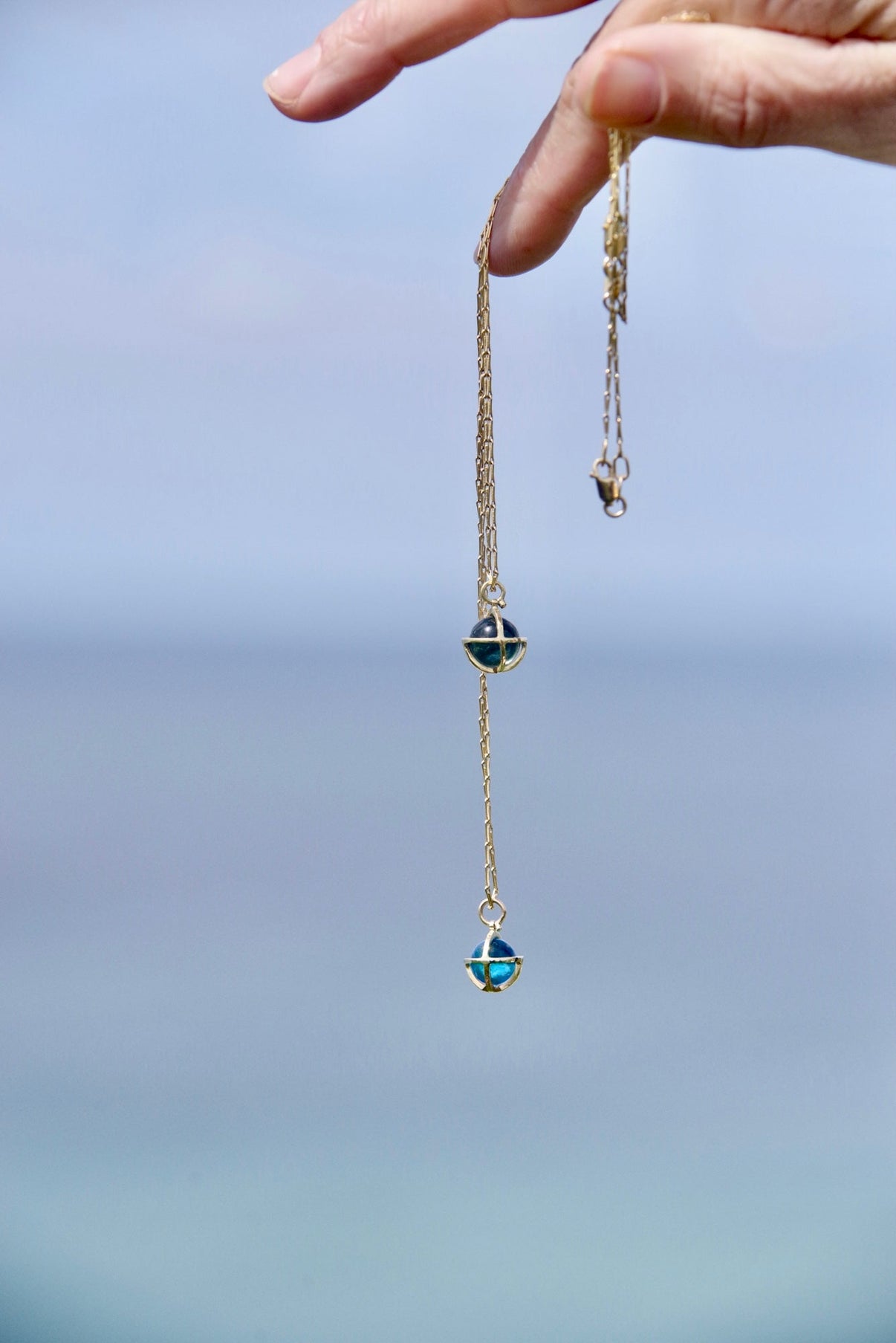 18 Carat Gold London Blue Topaz Sphere Necklace - Drop of The Ocean ...