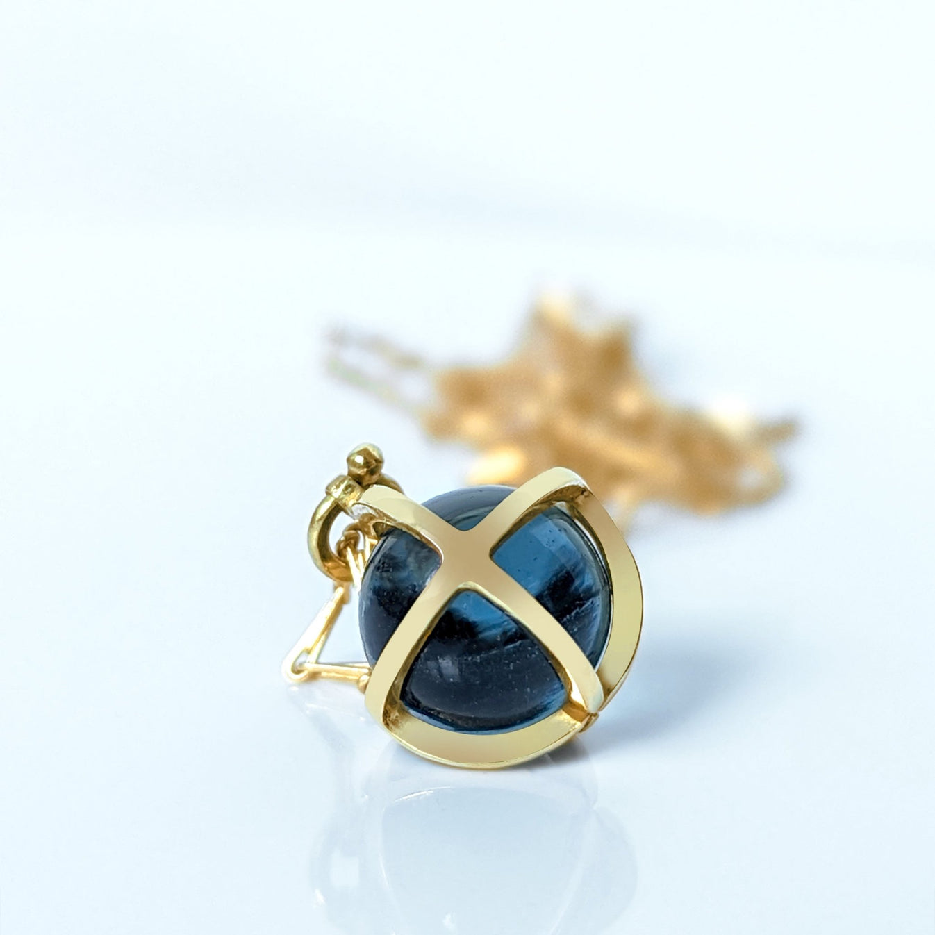 18 Carat Gold London Blue Topaz Sphere Pendant - Drop of The Ocean ...