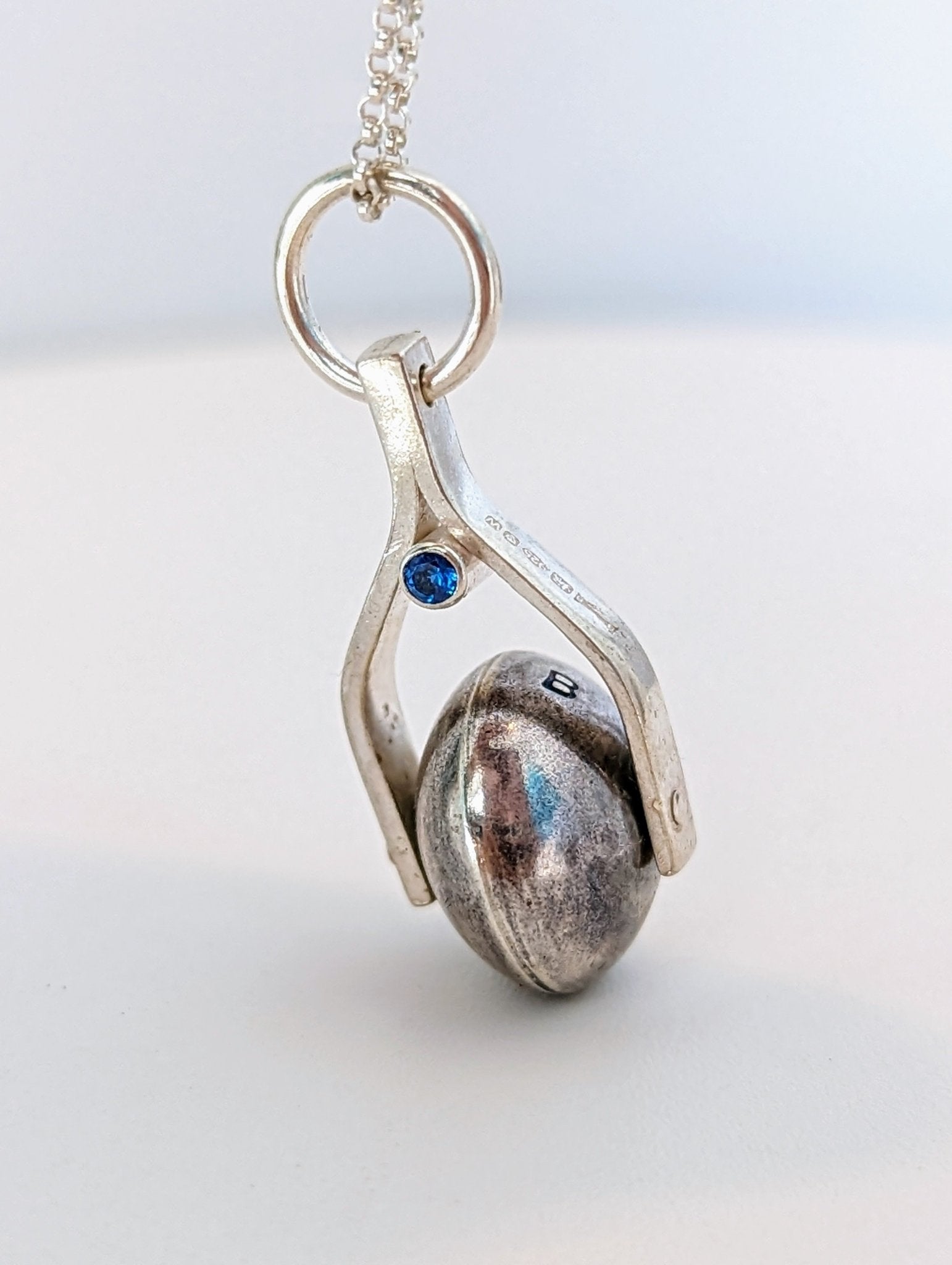 Spinning Moon Necklace – Sterling Silver & Blue Topaz – Booblinka Jewellery